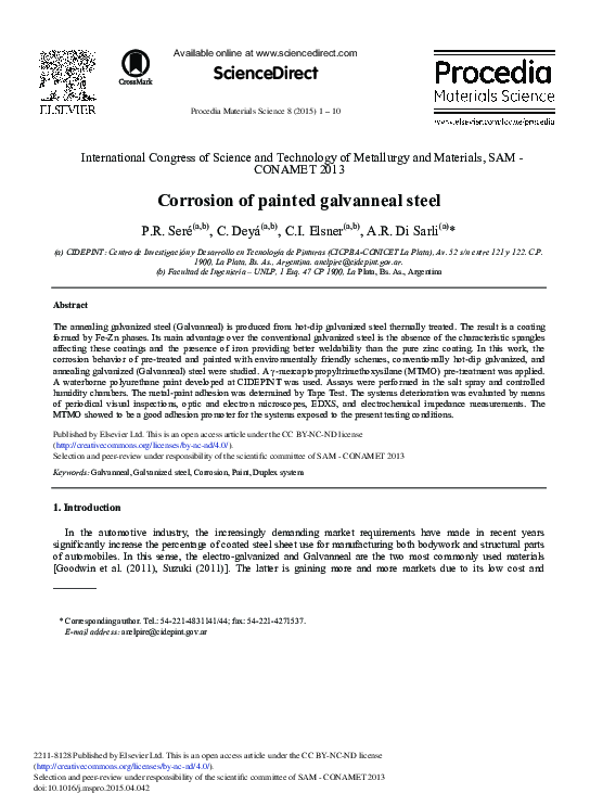 (PDF) Corrosion of Painted Galvanneal Steel