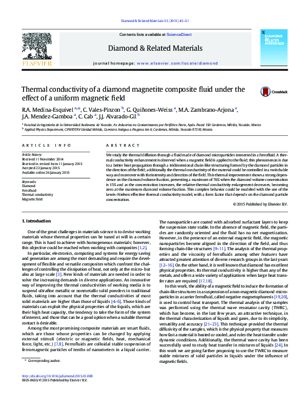(PDF) Thermal conductivity of a diamond magnetite composite fluid under ...