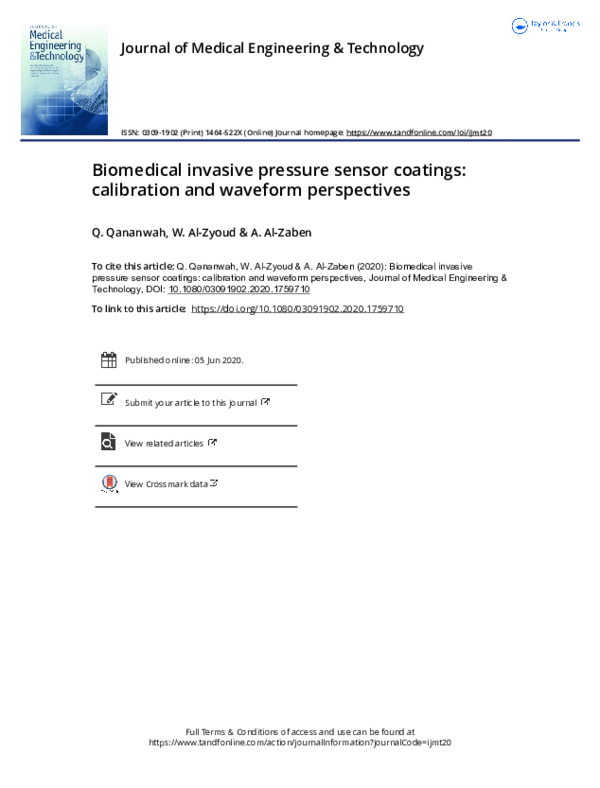 (PDF) Biomedical invasive pressure sensor coatings: calibration and ...