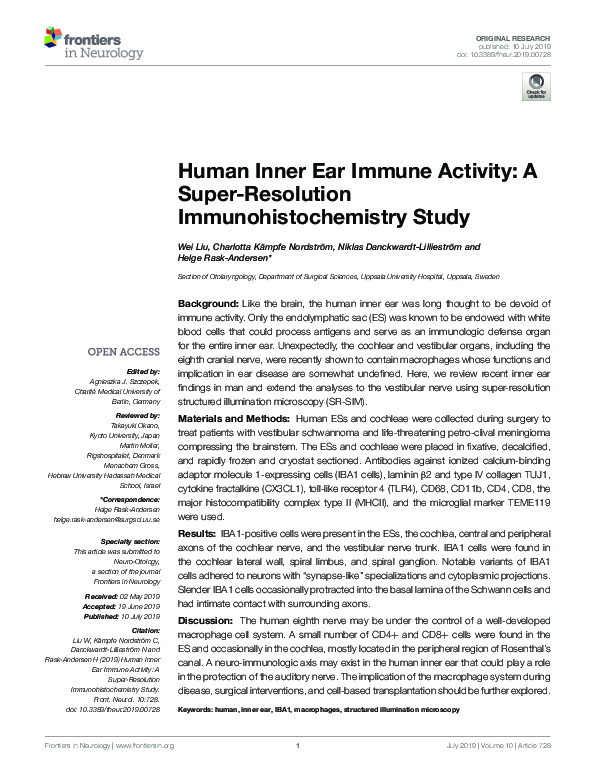 (PDF) Human Inner Ear Immune Activity: A Super-Resolution ...