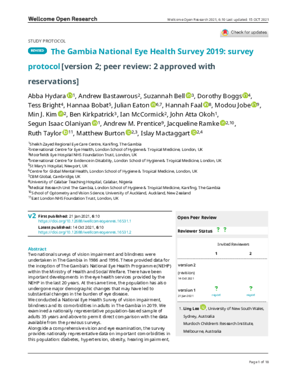 (PDF) The Gambia National Eye Health Survey 2019: survey protocol