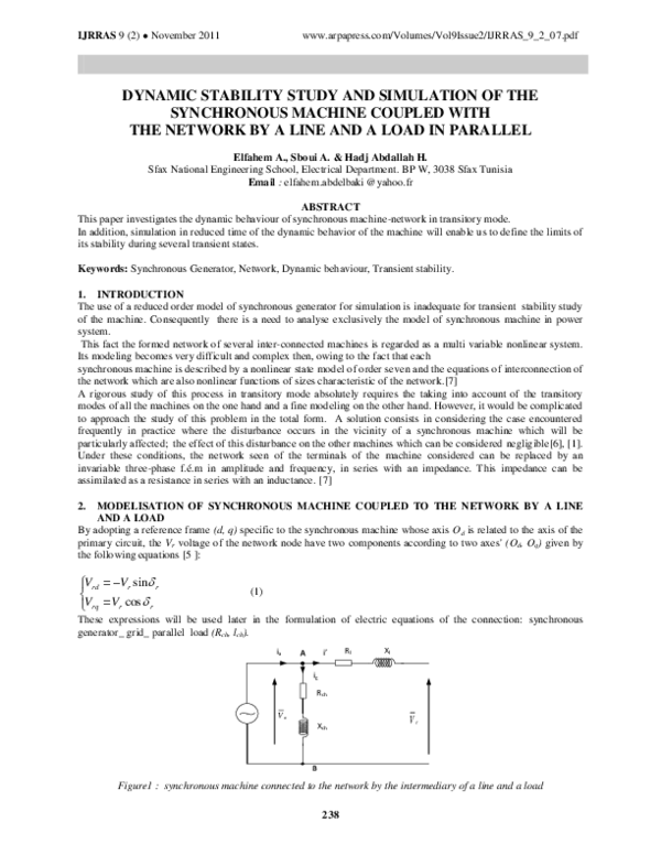 (PDF) Dynamic Stability Study and Simulation of the Synchronous Machine ...