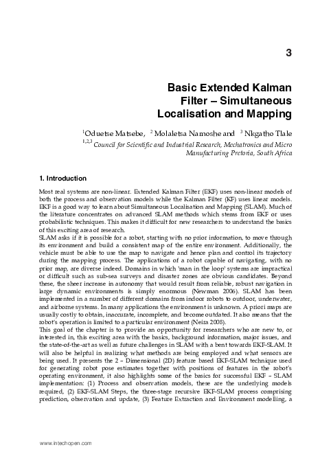 Pdf Extended Kalman Filter Simultaneous Localisation And Mapping