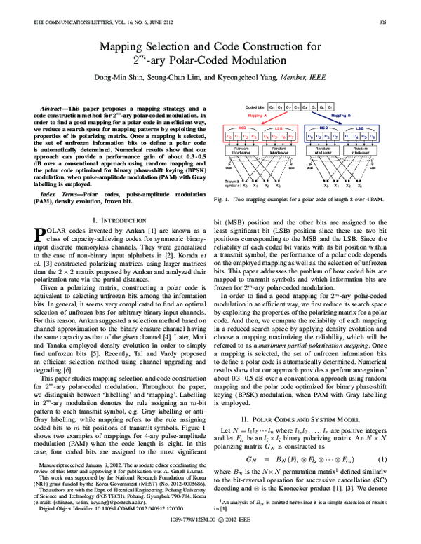 (PDF) Mapping Selection and Code Construction for 2^m-ary Polar-Coded Modulation