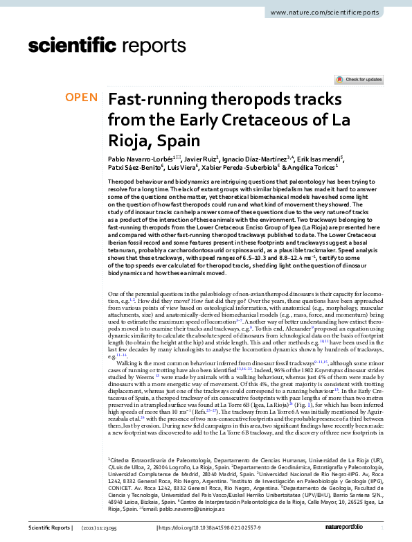 (PDF) Fast-running theropods tracks from the Early Cretaceous of La ...