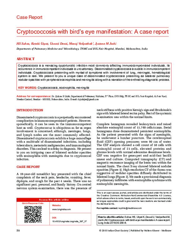 (PDF) Rare Case of Disseminated Cryptococcosis