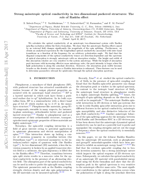 (PDF) Strong anisotropic optical conductivity in two-dimensional ...