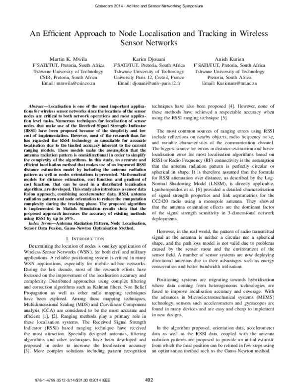 Pdf An Efficient Approach To Node Localisation And Tracking In Wireless Sensor Networks