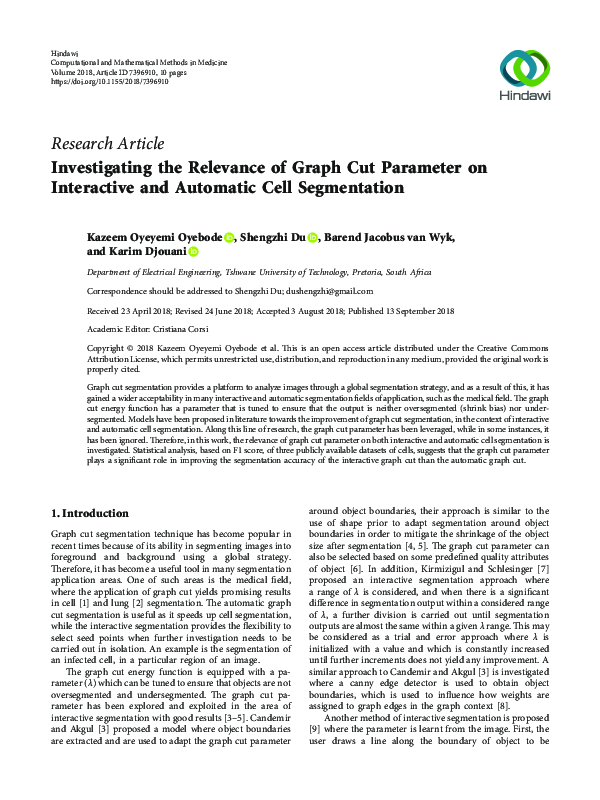 (PDF) Investigating the Relevance of Graph Cut Parameter on Interactive and Automatic Cell ...