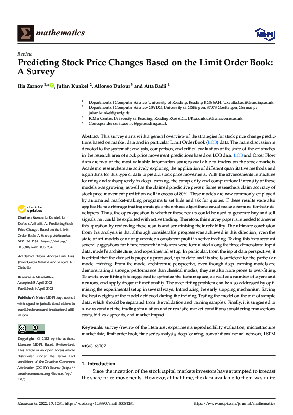 (PDF) Predicting Stock Price Changes Based on the Limit Order Book: A ...
