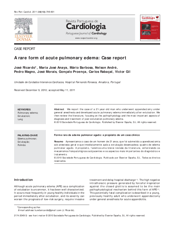 (PDF) [A rare form of acute pulmonary edema: case report]