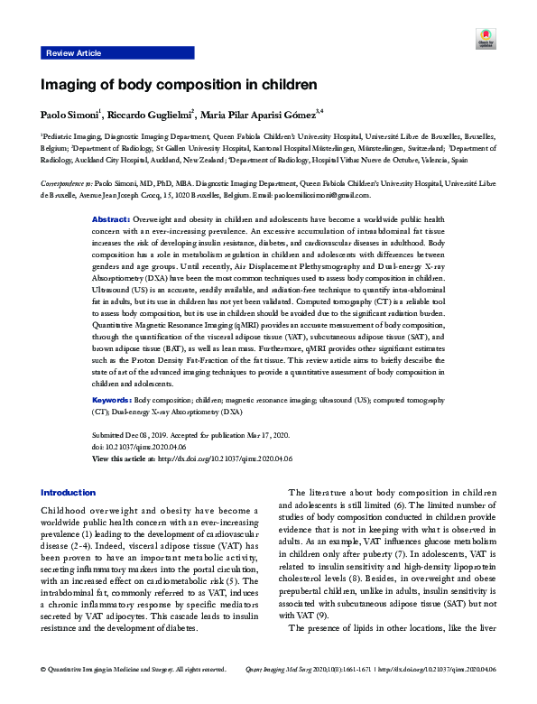 (PDF) Imaging of body composition in children