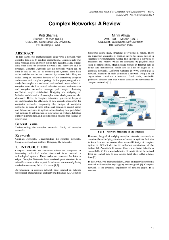 (PDF) Complex Networks: A Review