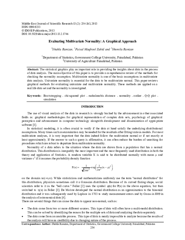 (PDF) Evaluating Multivariate Normality: A Graphical Approach