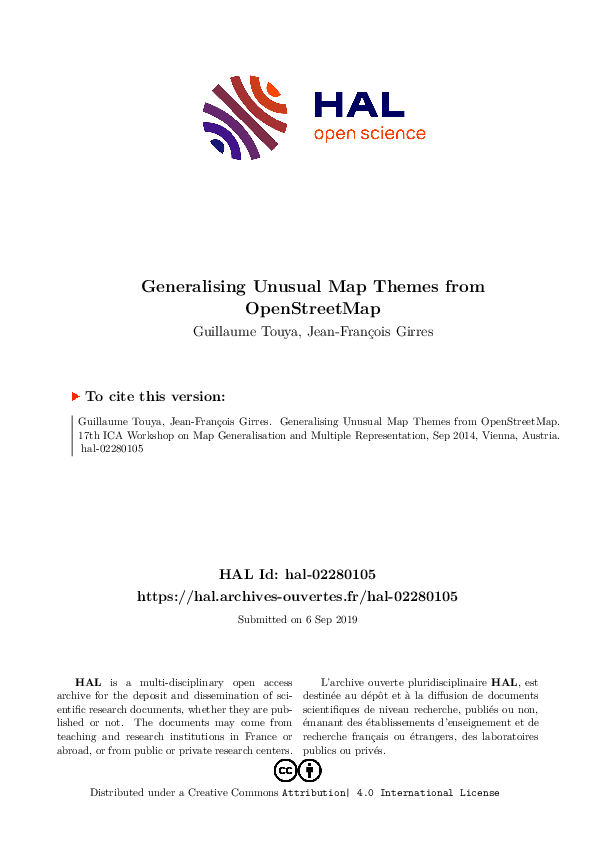 (PDF) Generalising Unusual Map Themes from OpenStreetMap