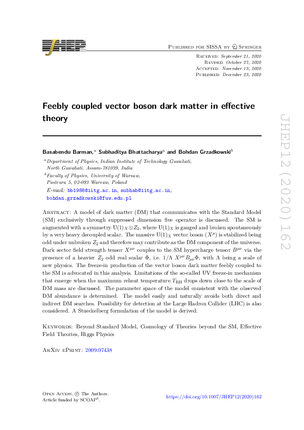 (PDF) Feebly coupled vector boson dark matter in effective theory ...