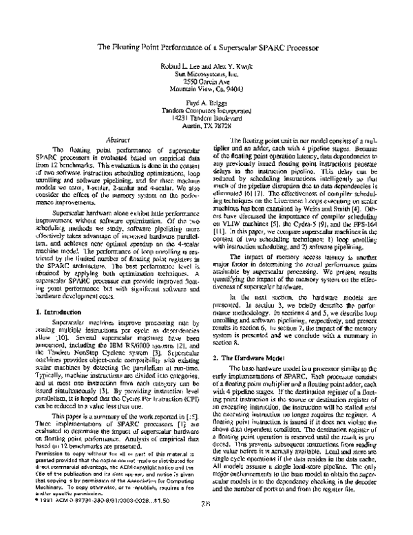 (PDF) The floating point performance of a superscalar SPARC processor