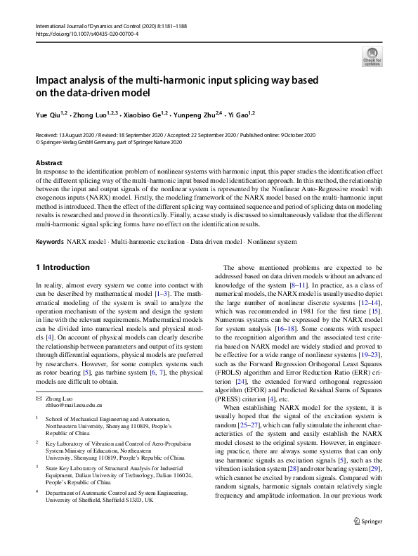 (PDF) Impact analysis of the multi-harmonic input splicing way based on the data-driven model
