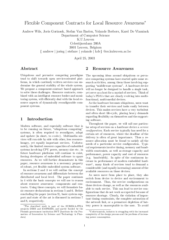 (PDF) Flexible Component Contracts for Local Resource Awareness