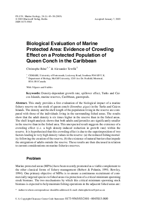 (PDF) Biological Evaluation of Marine -Protected Area: Evidence of ...