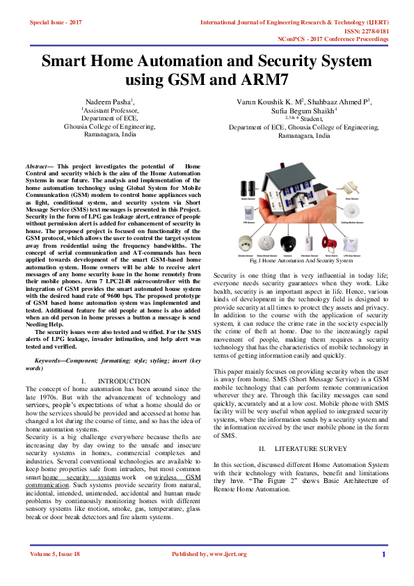 (PDF) Smart Home Automation and Security System using GSM and ARM7