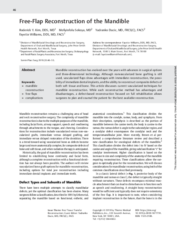 (PDF) Free-Flap Reconstruction of the Mandible