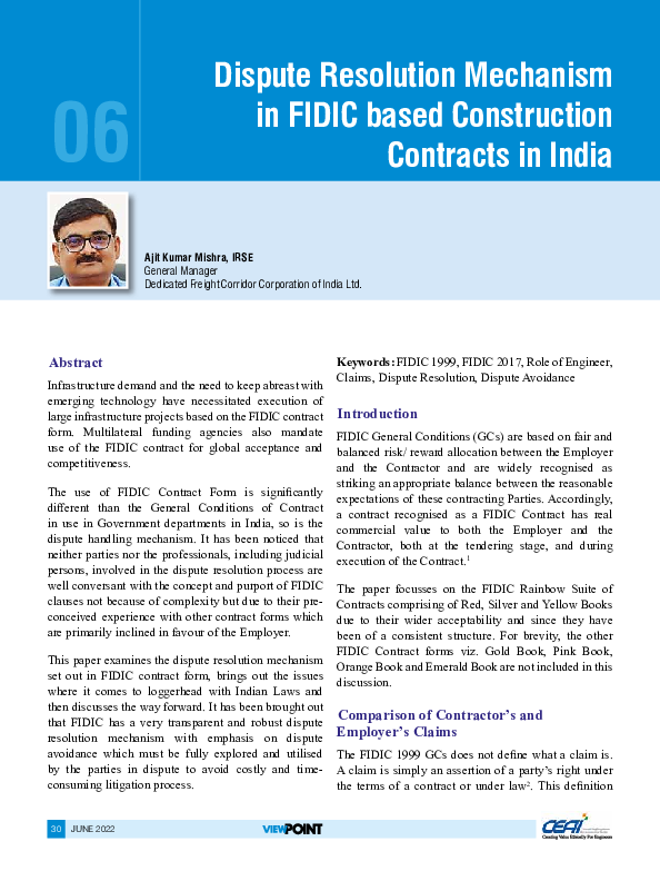 (PDF) Dispute Resolution Mechanism in FIDIC based Construction ...