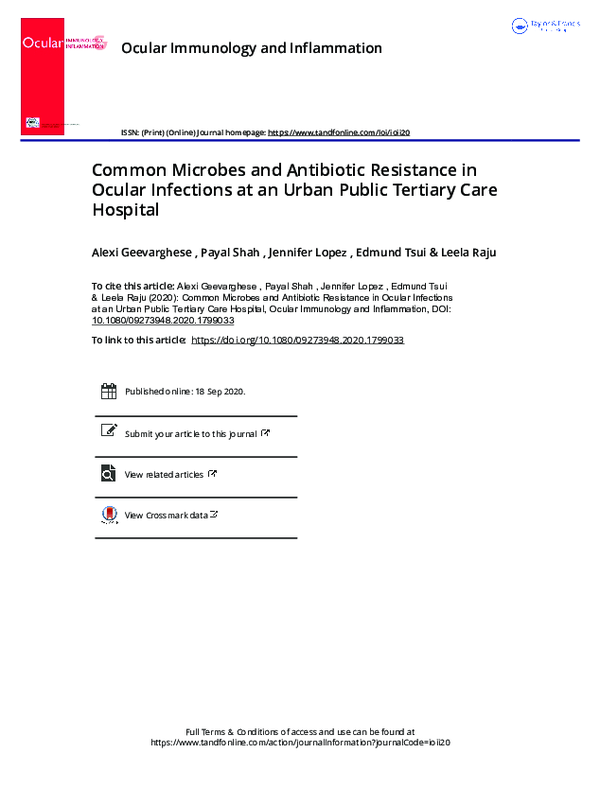(PDF) Common Microbes and Antibiotic Resistance in Ocular Infections at ... (PDF) Common Microbes and Antibiotic Resistance in Ocular Infections at ...