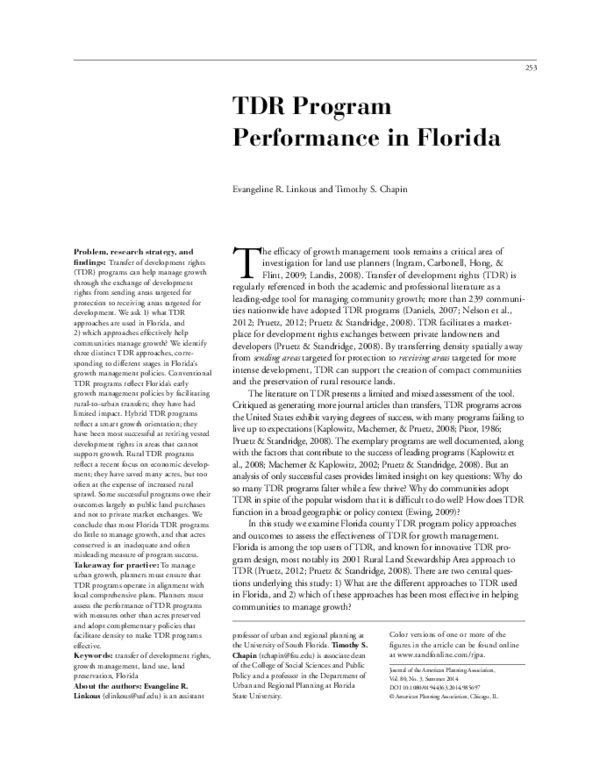 (PDF) TDR Program Performance in Florida