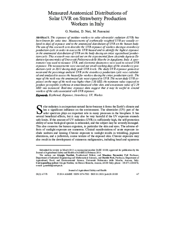 (PDF) Measured Anatomical Distributions of Solar UVR on Strawberry ...