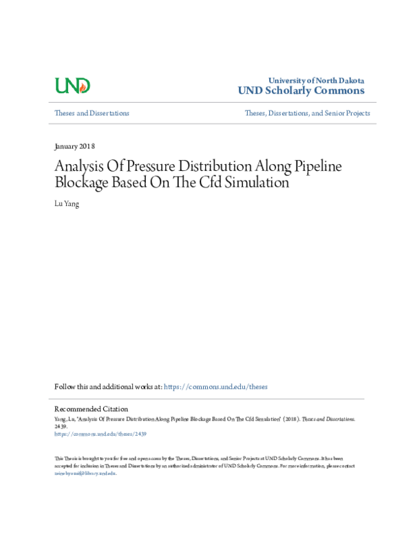 Pdf Analysis Of Pressure Distribution Along Pipeline Blockage Based On The Cfd Simulation