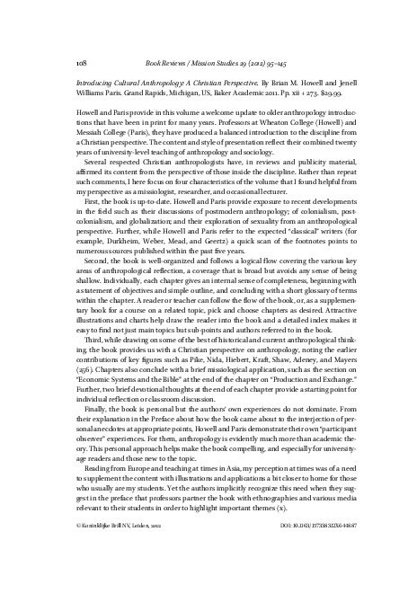 (PDF) Introducing Cultural Anthropology: A Christian Perspective. By ...