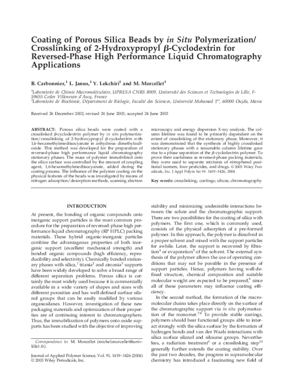 (PDF) Coating of porous silica beads byin situ polymerization ...