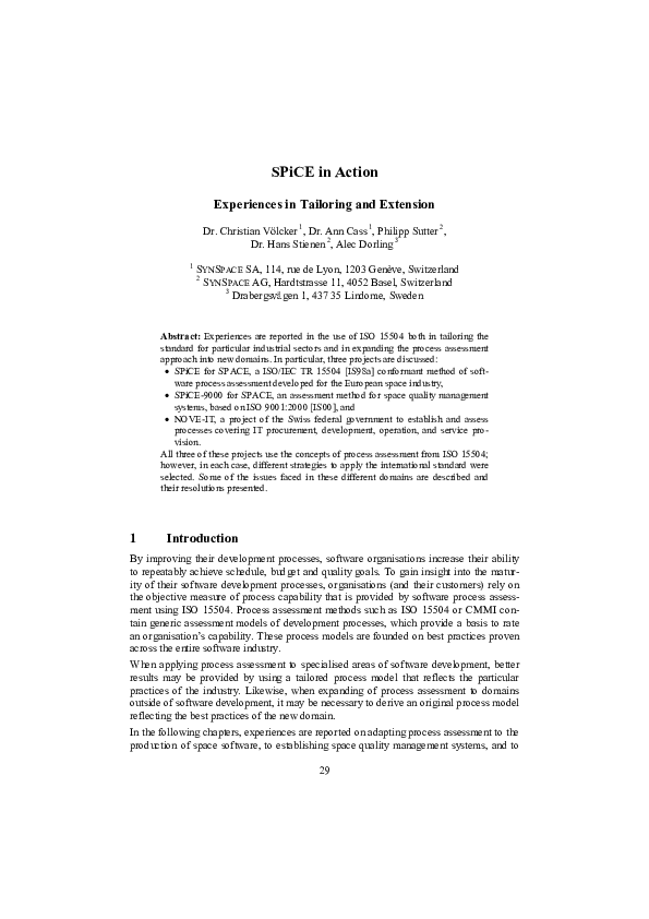 (PDF) SPiCE in Action - Experiences in Tailoring and Extension