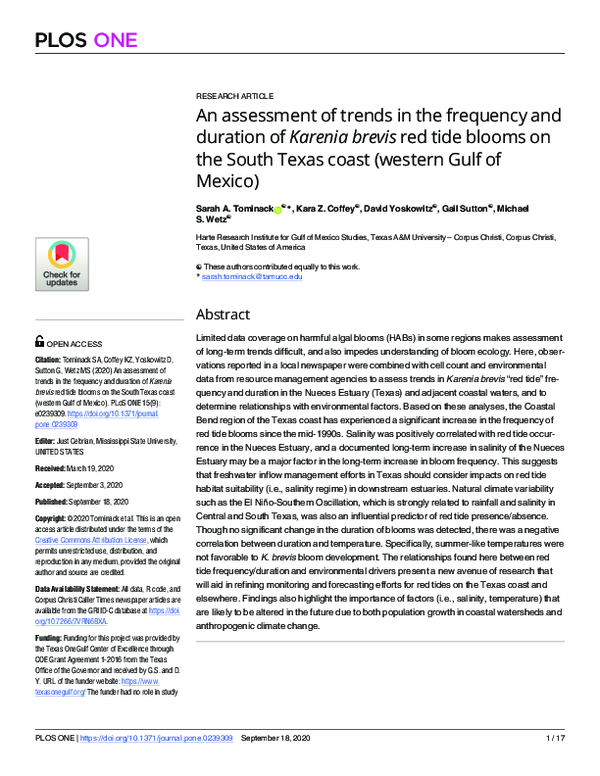 (PDF) An assessment of trends in the frequency and duration of Karenia ...