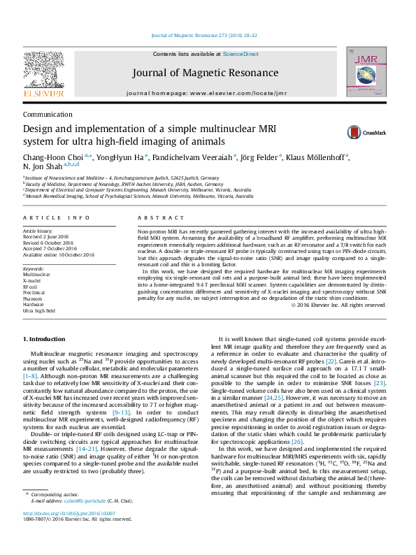 (PDF) Design and implementation of a simple multinuclear MRI system for ...