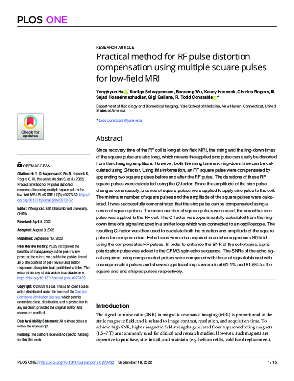 (PDF) Practical method for RF pulse distortion compensation using ...