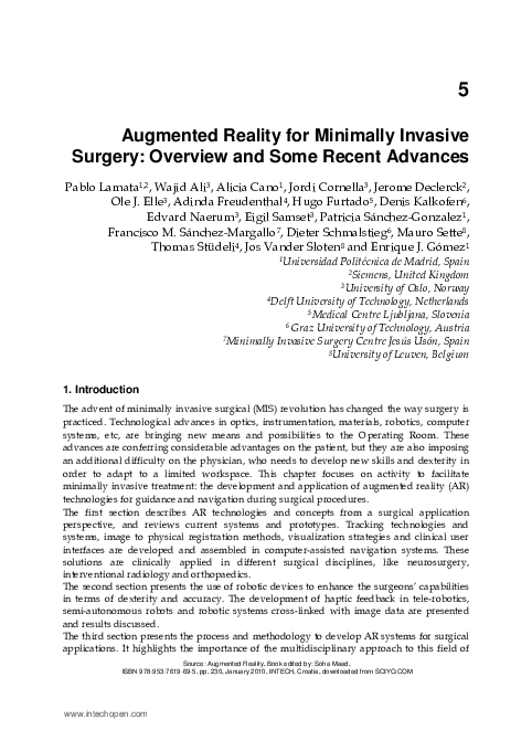 (PDF) Augmented Reality for Minimally Invasive Surgery: Overview and ...