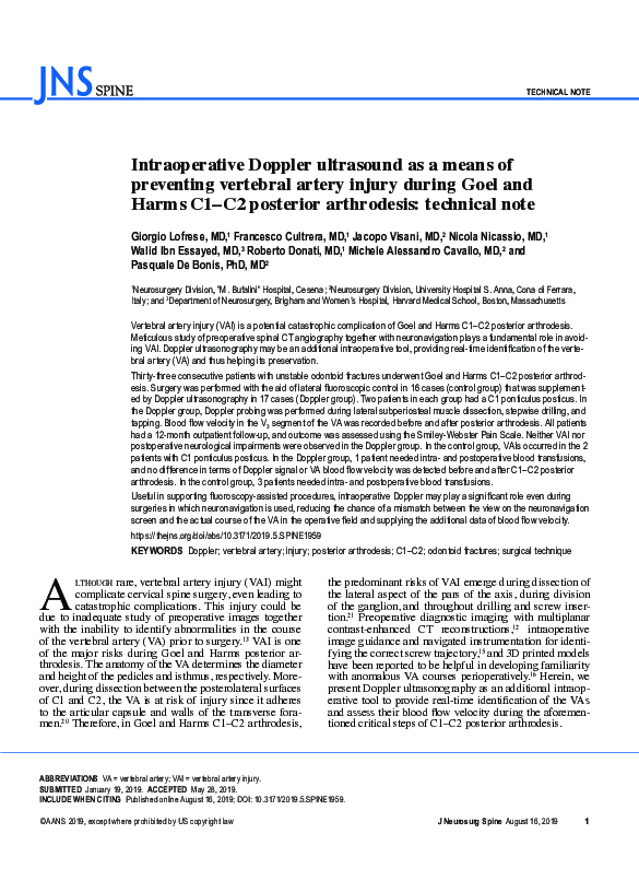 (PDF) Intraoperative Doppler ultrasound as a means of preventing ...