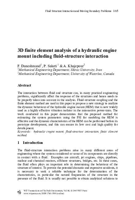 (PDF) 3D Finite Element Analysis Of A Hydraulic EngineMount Including Fluid-structure Interaction