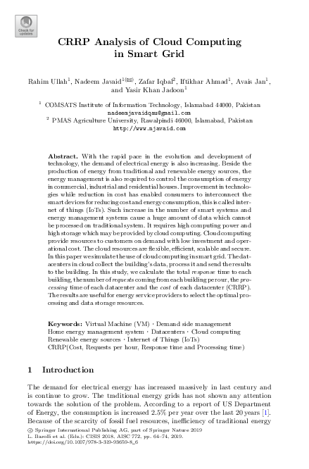 (PDF) CRRP Analysis of Cloud Computing in Smart Grid