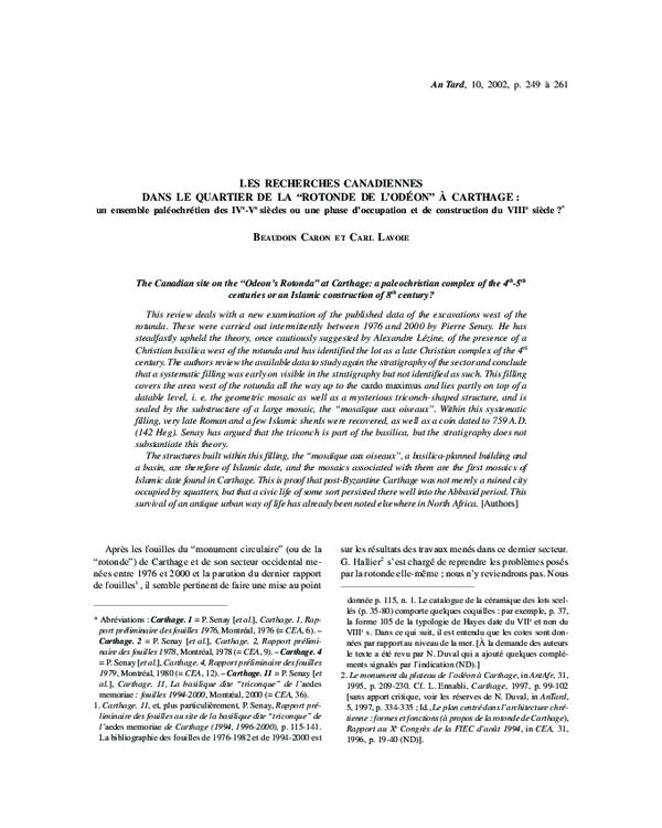 (PDF) Les recherches canadiennes dans le quartier de la “Rotonde de l ...
