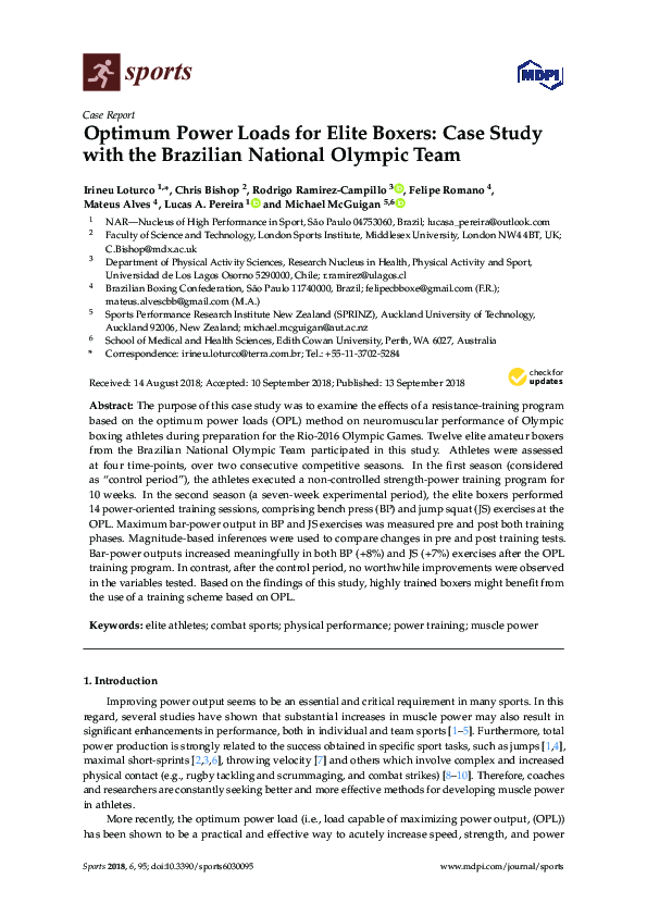 (PDF) Optimum Power Loads for Elite Boxers: Case Study with the ...