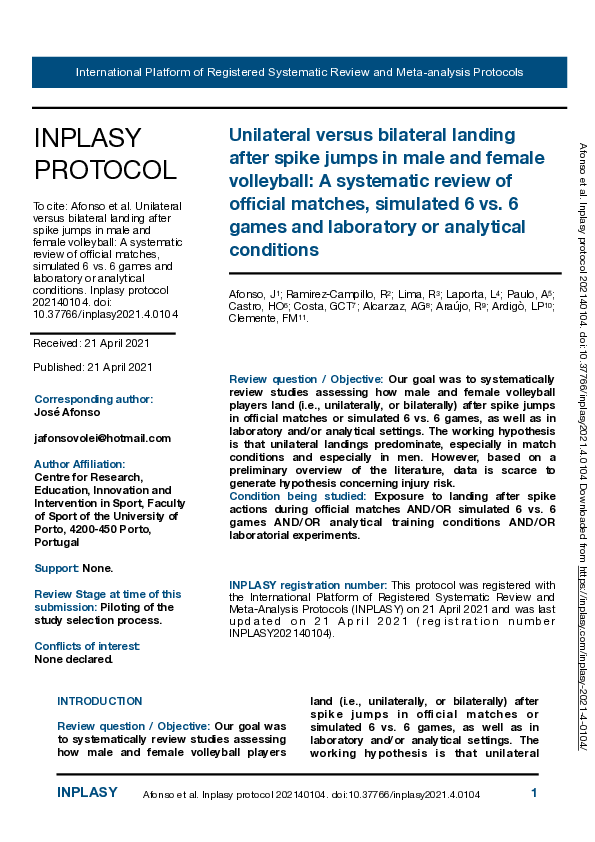 (PDF) Unilateral versus bilateral landing after spike jumps in male and ...