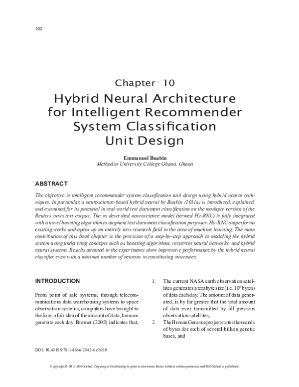 (PDF) Hybrid Neural Architecture for Intelligent Recommender System Classification Unit Design