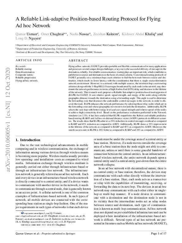 (PDF) A Reliable Link-Adaptive Position-Based Routing Protocol for ...