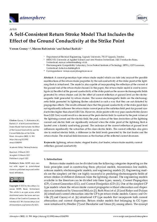 (PDF) A Self-Consistent Return Stroke Model That Includes the Effect of ...