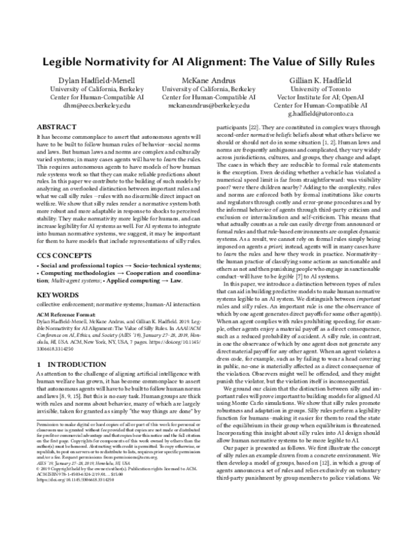 (PDF) Legible Normativity for AI Alignment