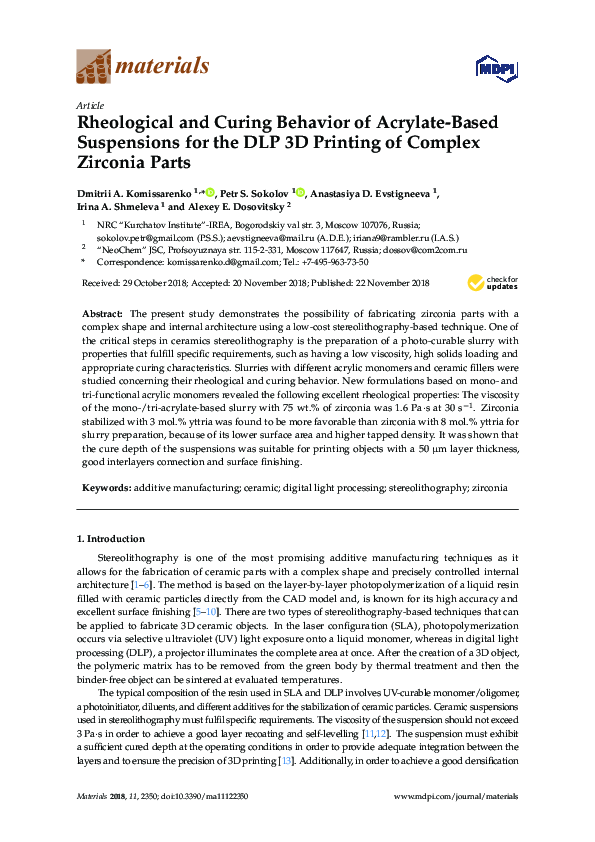 (PDF) Rheological and Curing Behavior of Acrylate-Based Suspensions for ...