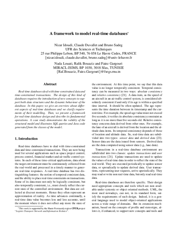 (PDF) A framework to model real-time databases